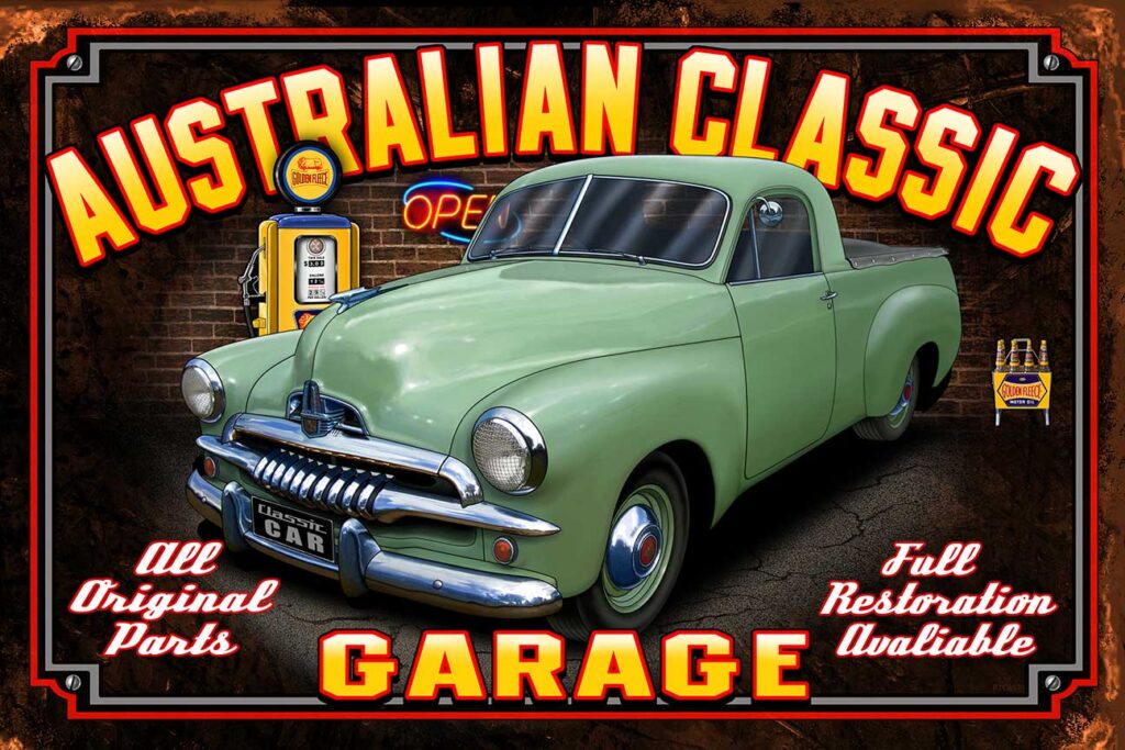 Holden FJ Utility Tin Sign - Mildura Holden Motor Museum
