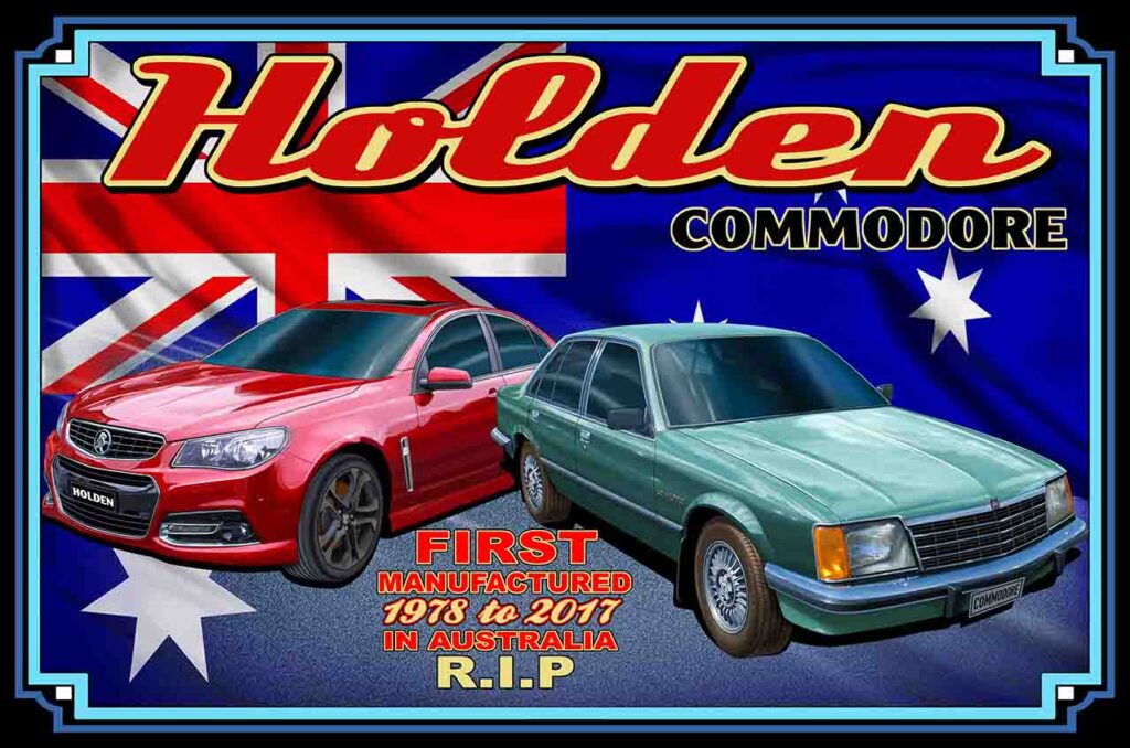 Holden First and Last Commodore Australia Flag Tin Sign - Mildura ...