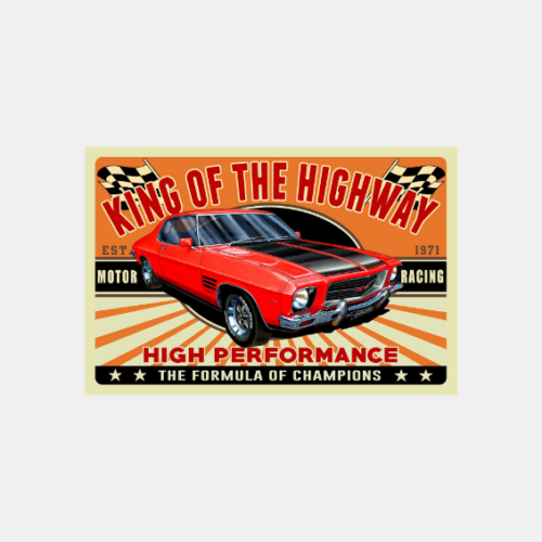 Holden HQ 2 Door Monaro Tin Sign - Mildura Holden Motor Museum