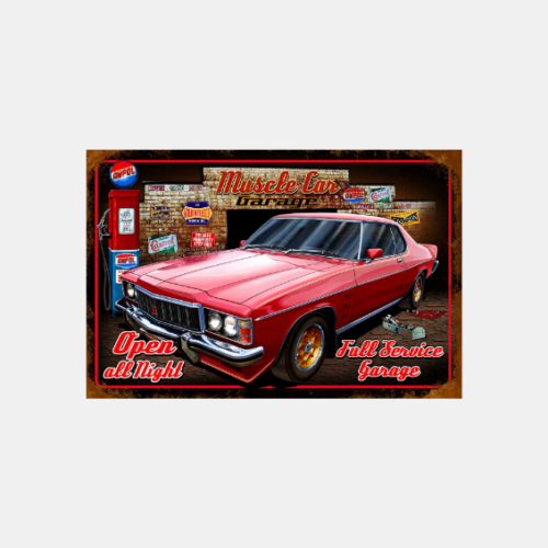 Holden HX Coupe Muscle Car Garage Tin Sign - Mildura Holden Motor Museum